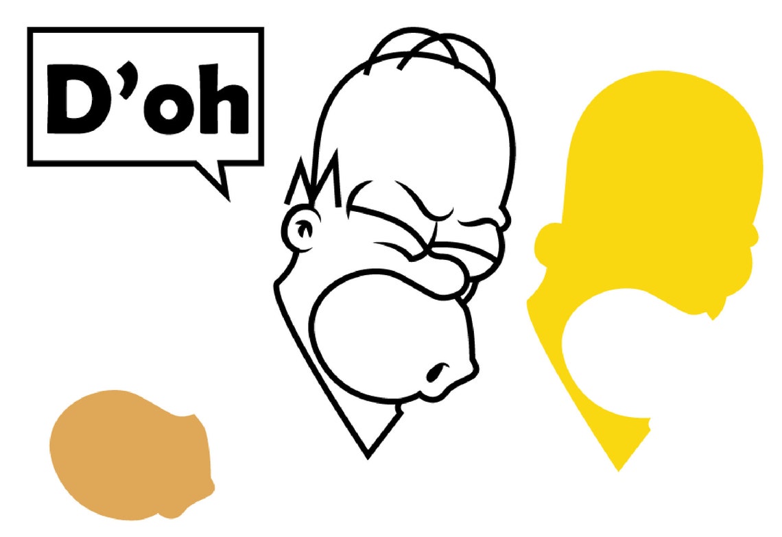 Homer Simpson "d'oh" Face Cutting File for Silhouette Cameo, .svg and ...