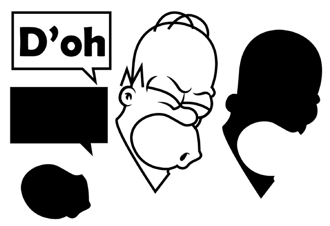 Homer Simpson "d'oh" Face Cutting File for Silhouette Cameo, .svg and ...