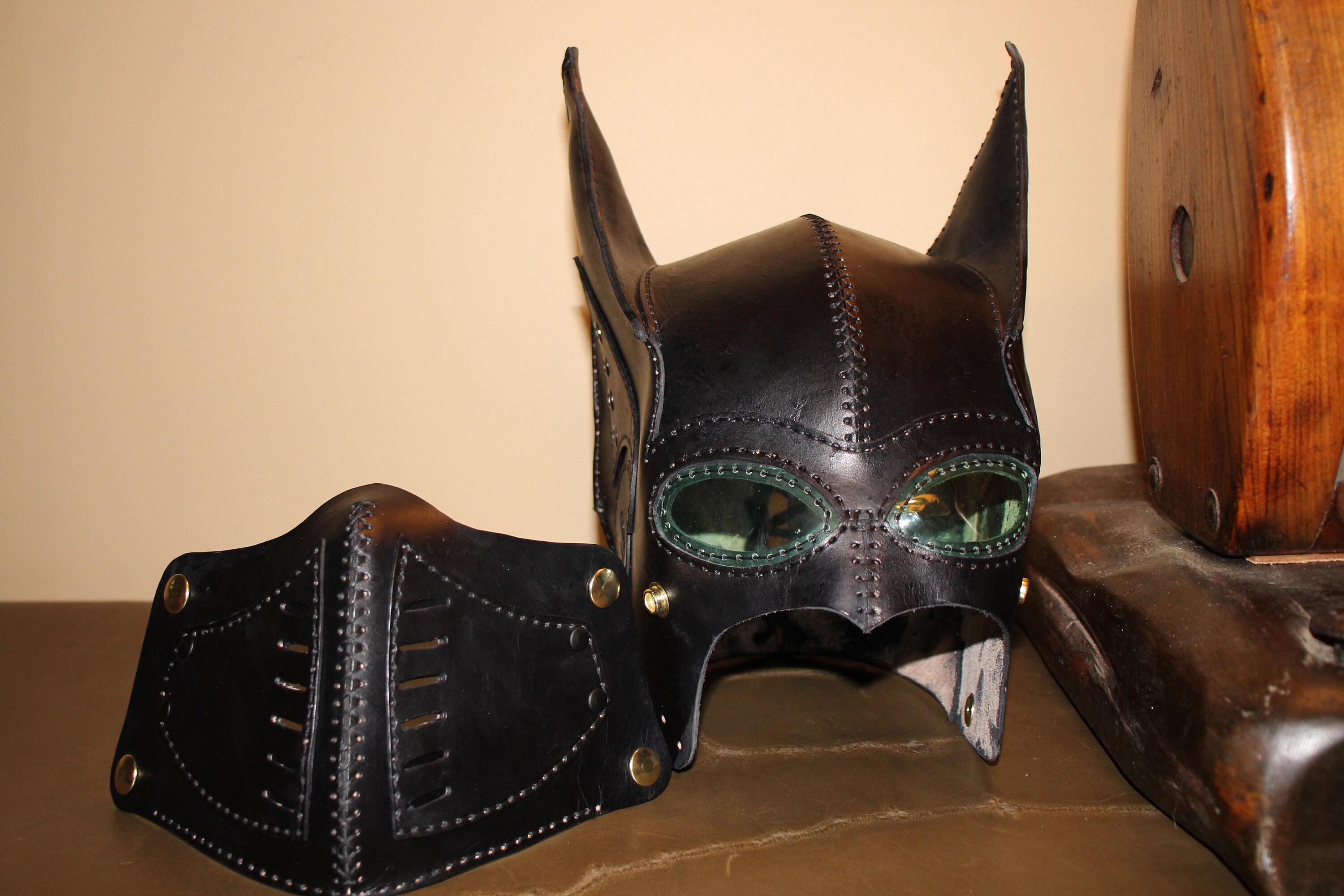 Handmade Leather Batman Mask LARP Cosplay DC Comics | Etsy