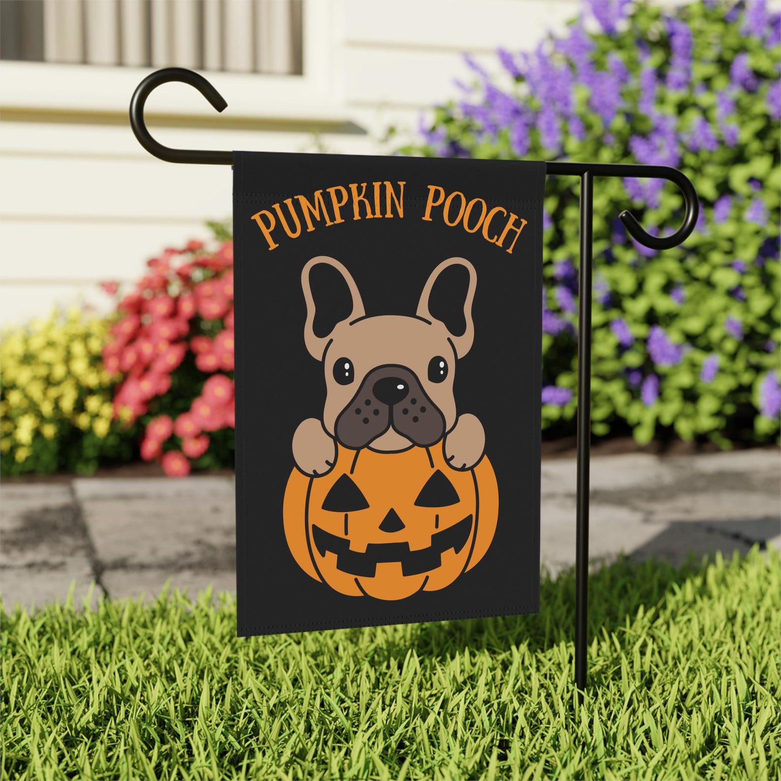 Pumpkin Pooch Frenchie Dog-themed Garden Flag, 12 X 18 Halloween Yard ...