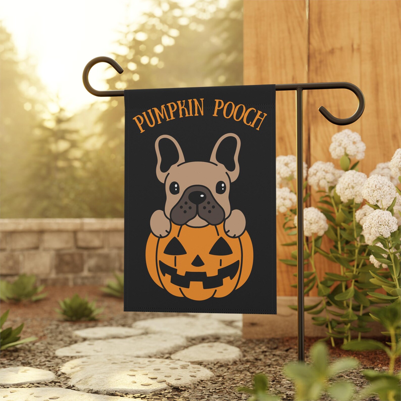 Pumpkin Pooch Frenchie Dog-themed Garden Flag, 12 X 18 Halloween Yard ...