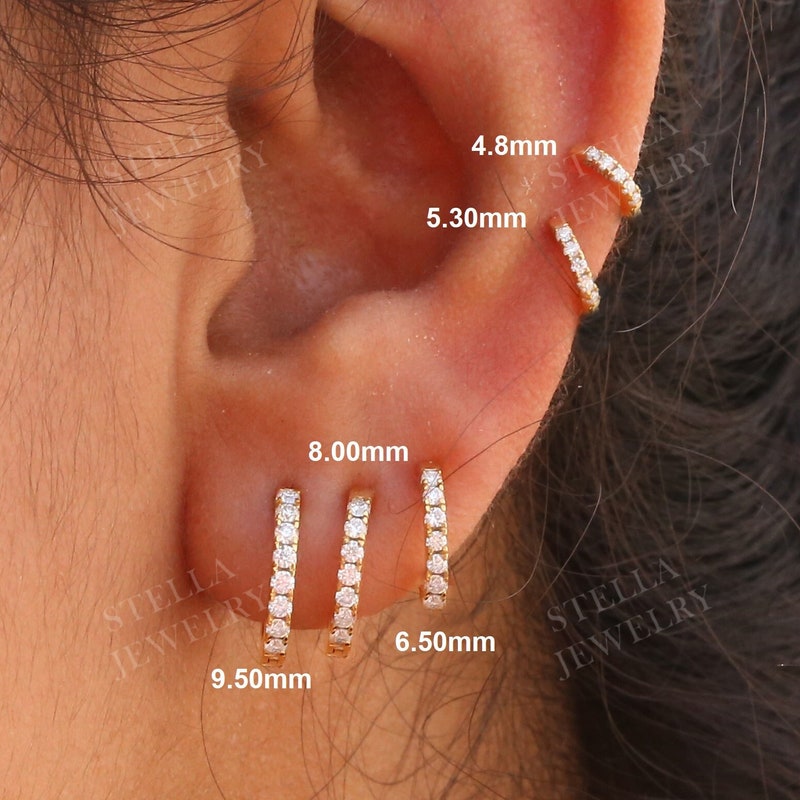 Small Diamond Hoop Earrings - Etsy