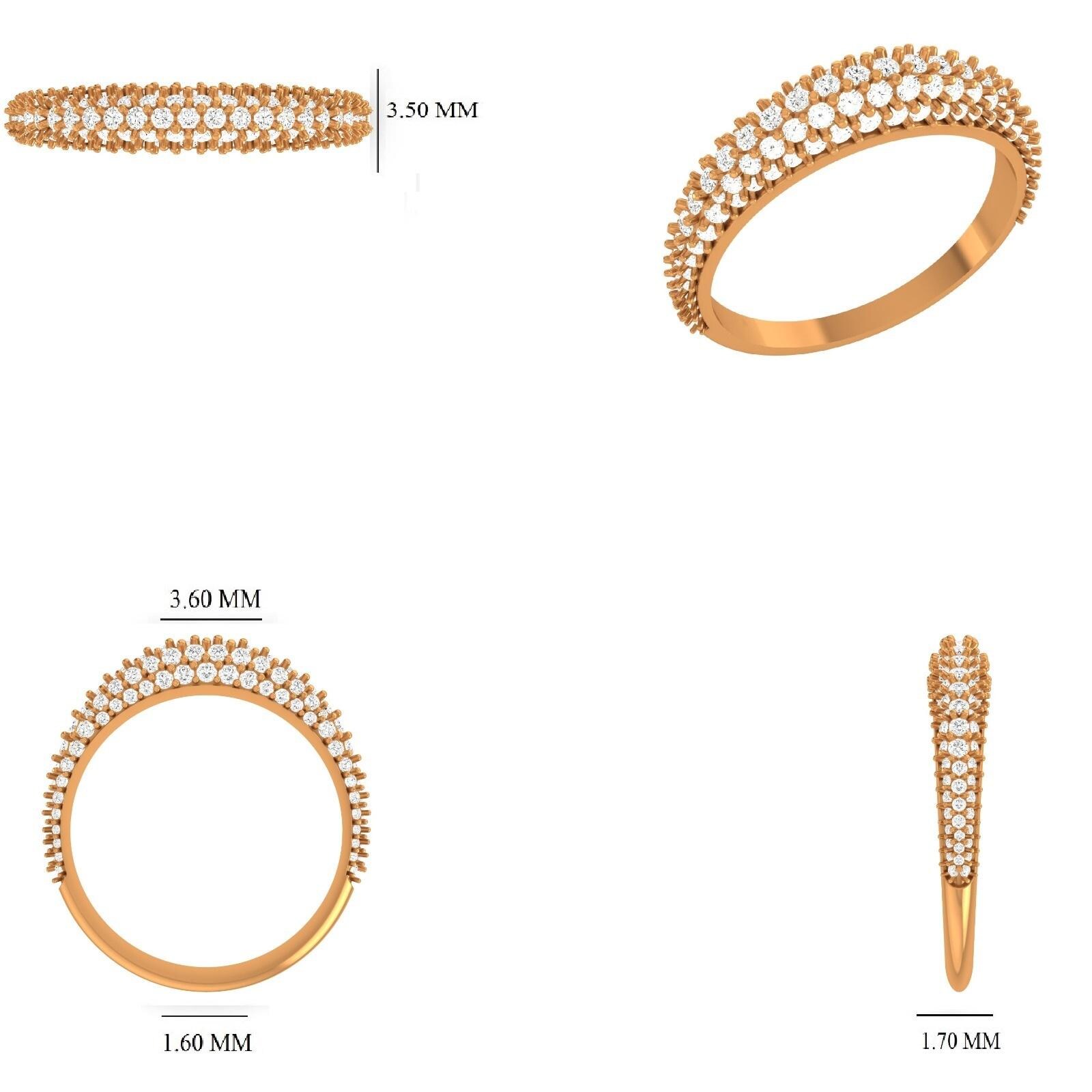 Pave Signet Dome Ring Diamond Signet Ring Solid Gold Pinky Promise Ring ...