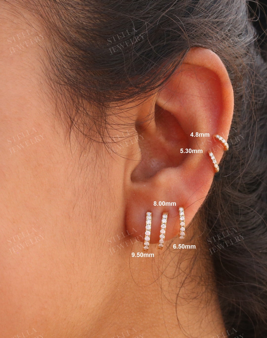 Moissanite Hoop Earrings Cartilage Earring Hoop Small Hoop Earrings ...