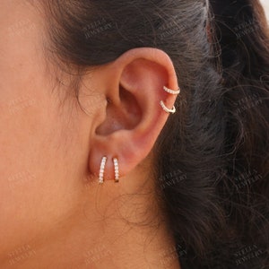 Lab Diamond Hoop Earrings Cartilage Earring Hoop Small Hoop Earrings ...
