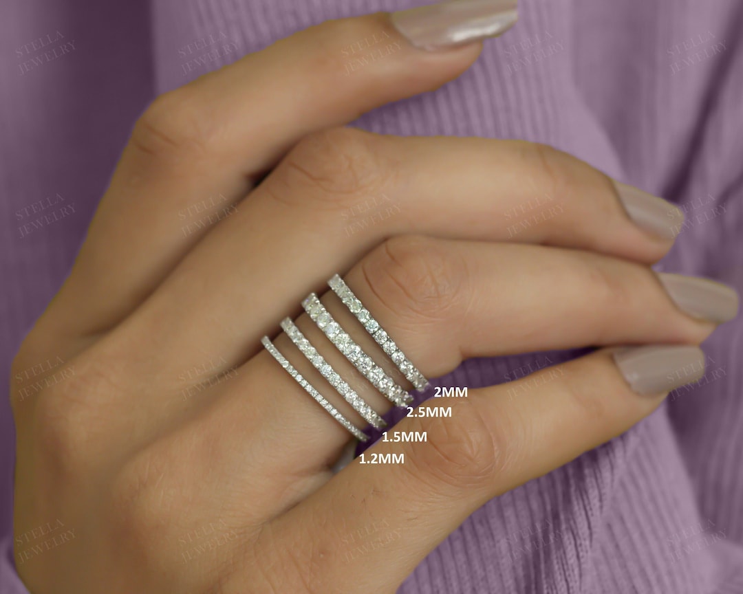 Lab Diamond Wedding Band Round Lab Grown Diamond Band Dainty Wedding ...