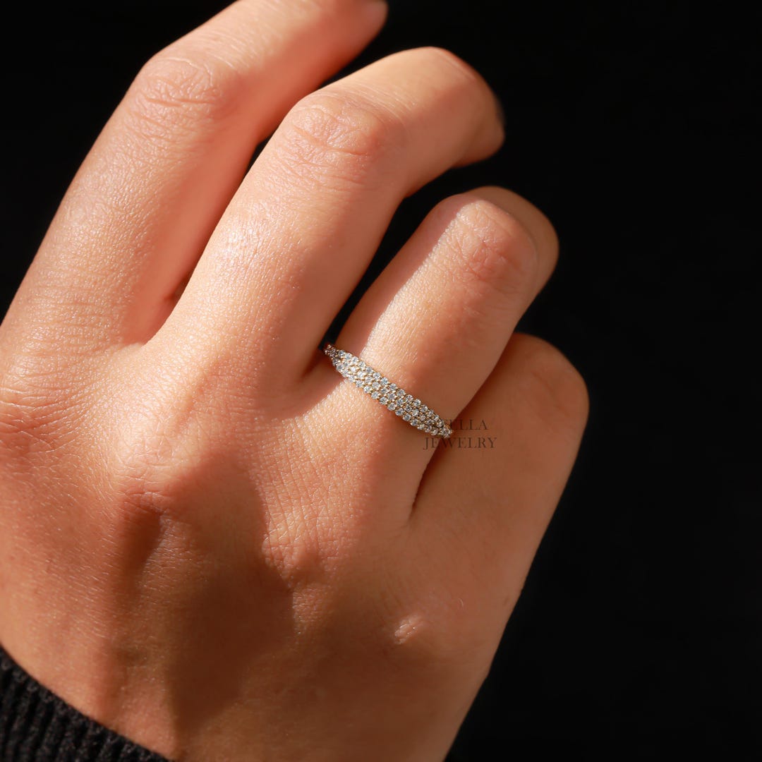 Gold Signet Pinky Ring Women Dainty Diamond Pinky Ring Promise Ring for ...