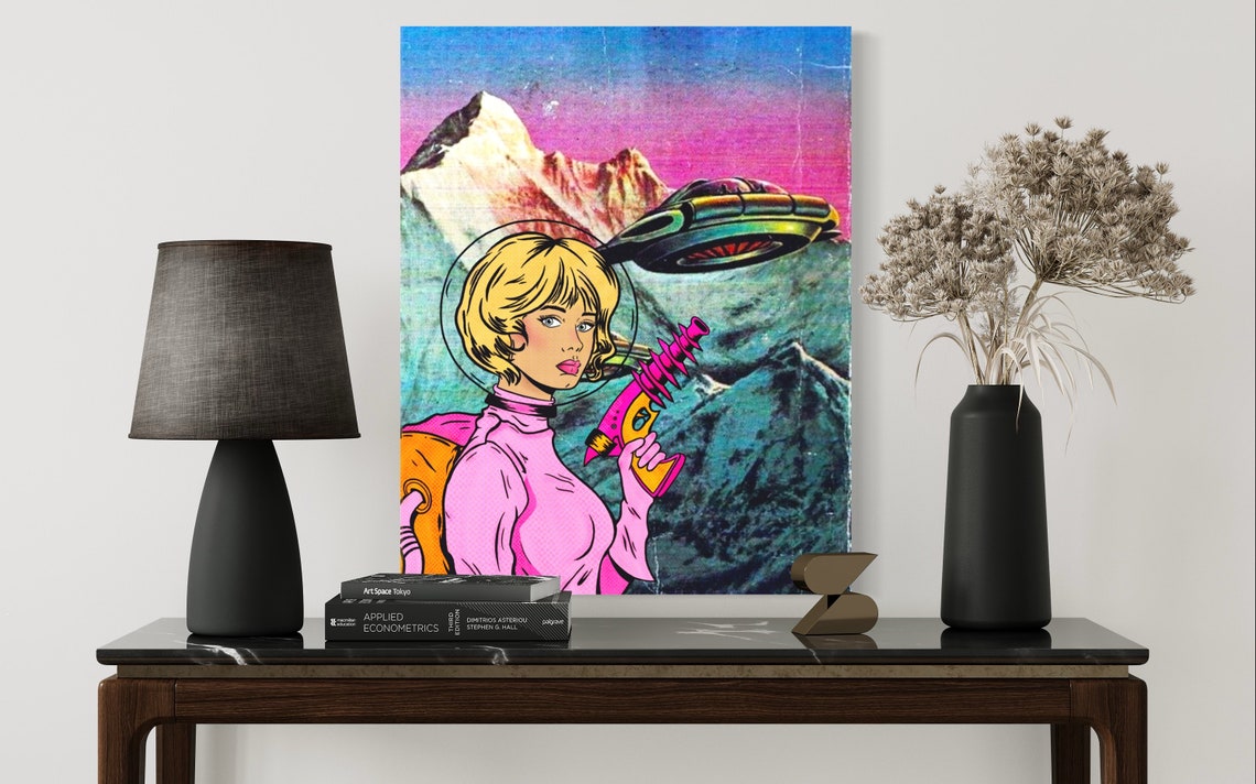 Retro Sci Fi Art Galactic Girl V1 By Em2art Vintage Art Comic Pop Art Scifi Digital