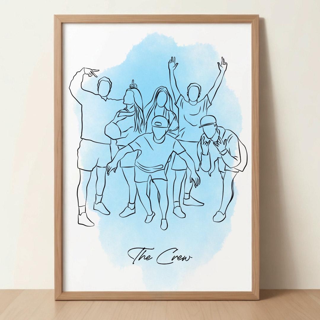 Custom Friend Line Drawing, Best Friend Gift, Family Line Drawing ...