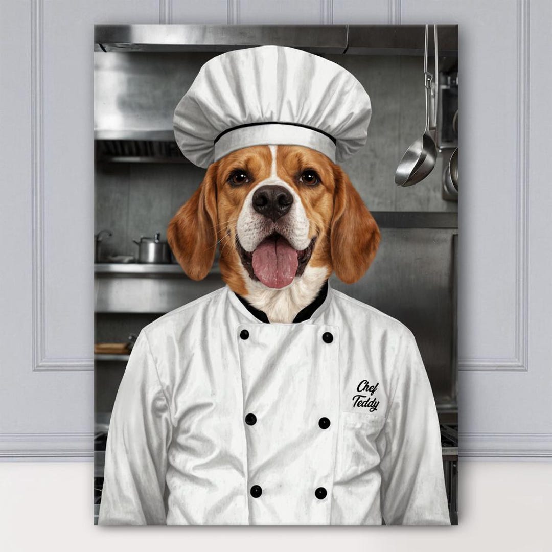 Custom Chef Pet Portrait, Chef Dog Portrait, Funny Chef Pet Portrait ...