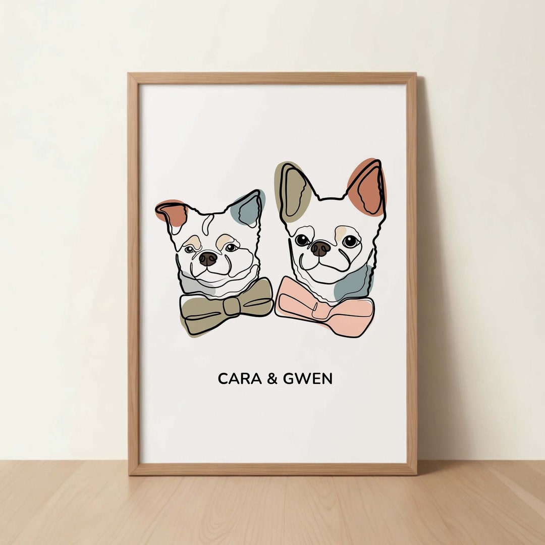 Custom Pet Line Portrait, Pet Line Drawing From Photo, Digital Pet ...