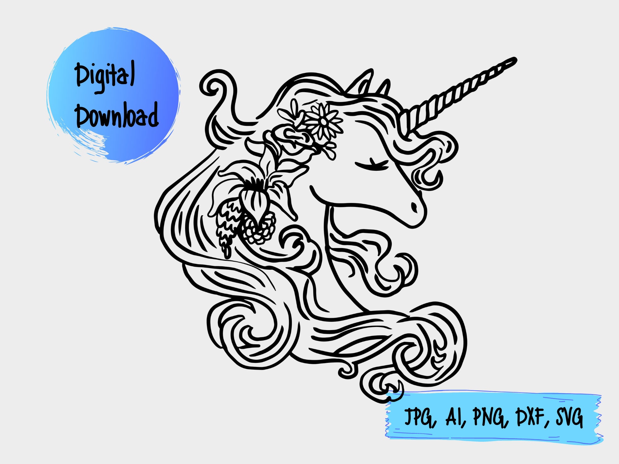 Digital Art & Collectibles Unicorn Vector High Res SVG / PNG 300dpi ...