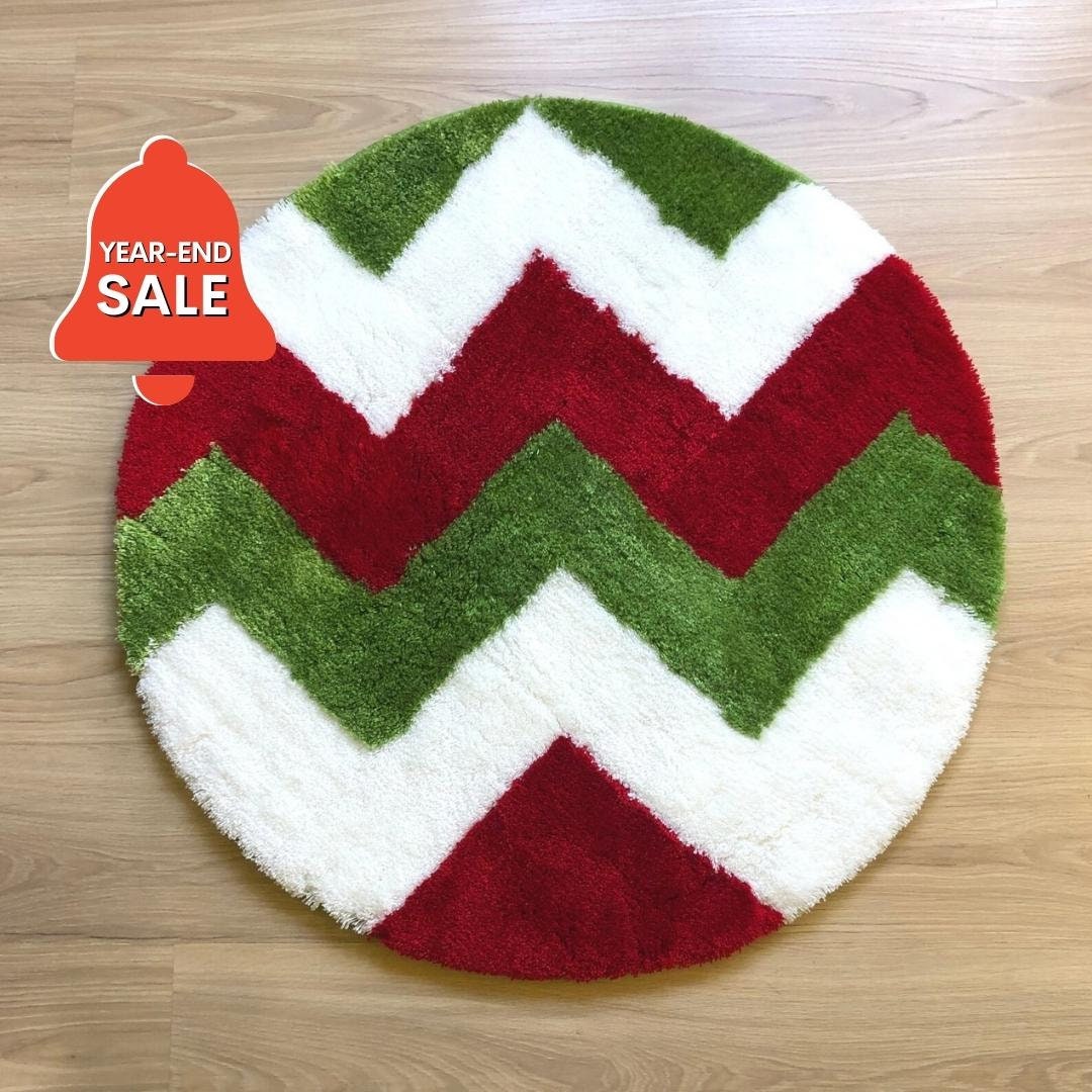 Zigzag Christmas Rug Christmas Tree Rug Accent Rug Fluffy - Etsy