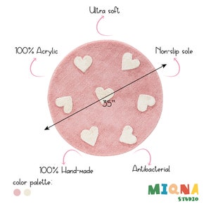 Fluffy Pink Heart Rug Cute Heart Engraved Circle Accent Rug - Etsy