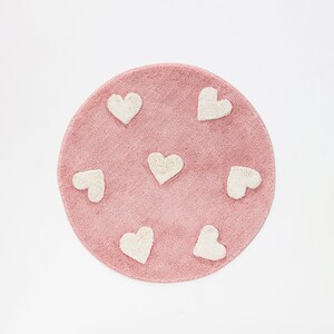 Fluffy Pink Heart Rug Cute Heart Engraved Circle Accent Rug - Etsy
