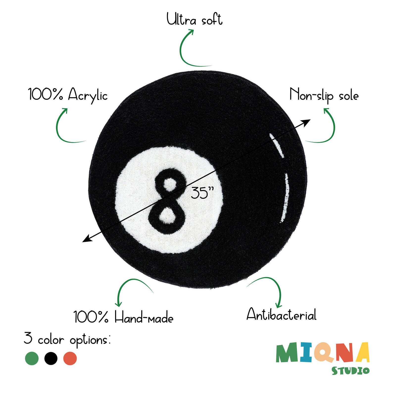 8 BALL RUG Billiards Rug Bedroom Aesthetic Rugs Minimalist - Etsy Australia