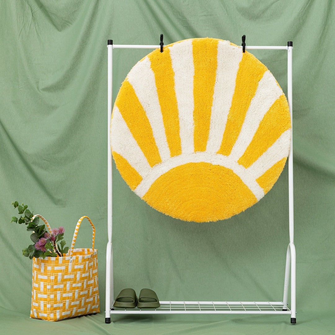 KAWAII SUN RUG 100% Acrylic Handmade Vibrant Yellow Circle - Etsy