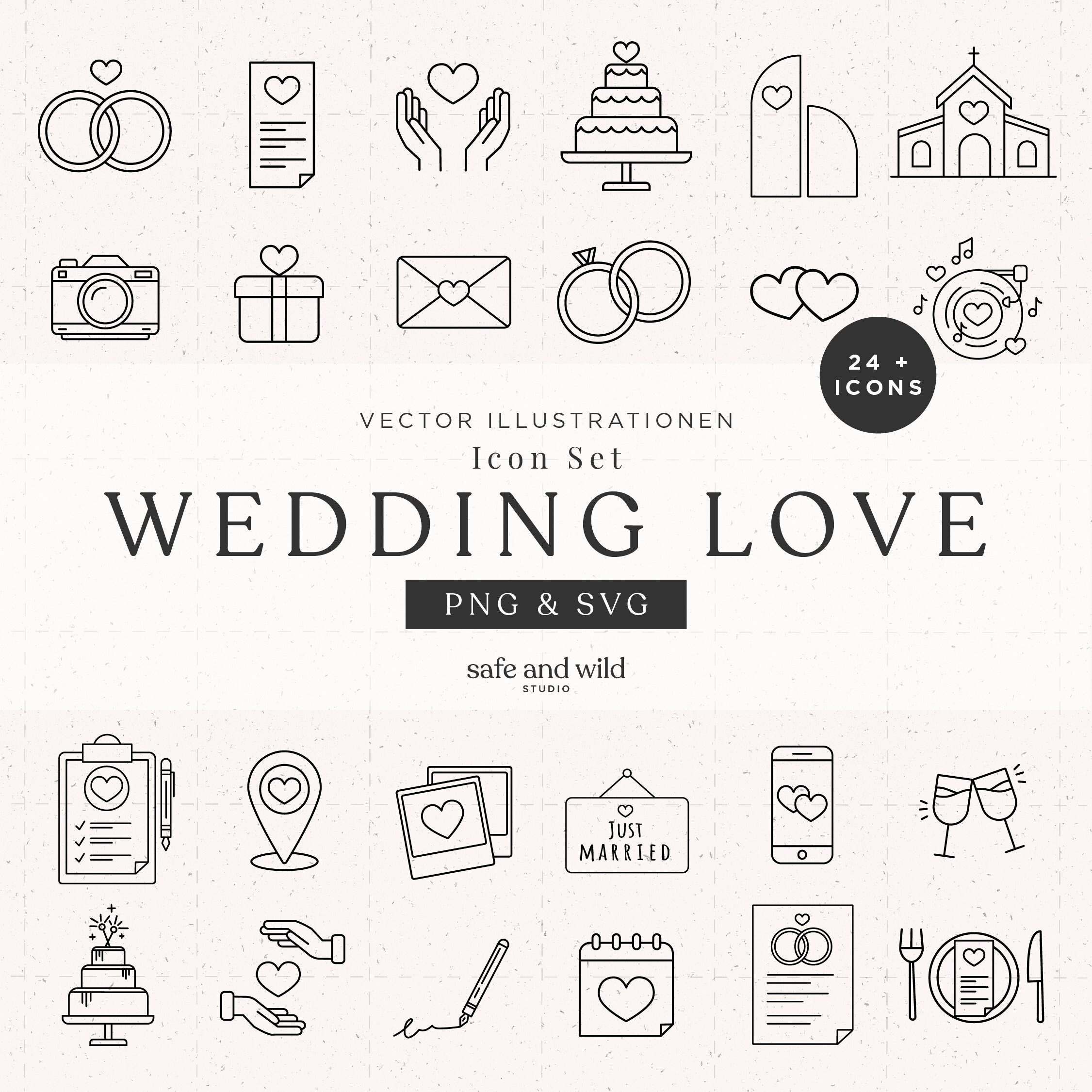 Iconset Hochzeitsliebe "Wedding Love" | 38 schlichte Motive & Symbole ...