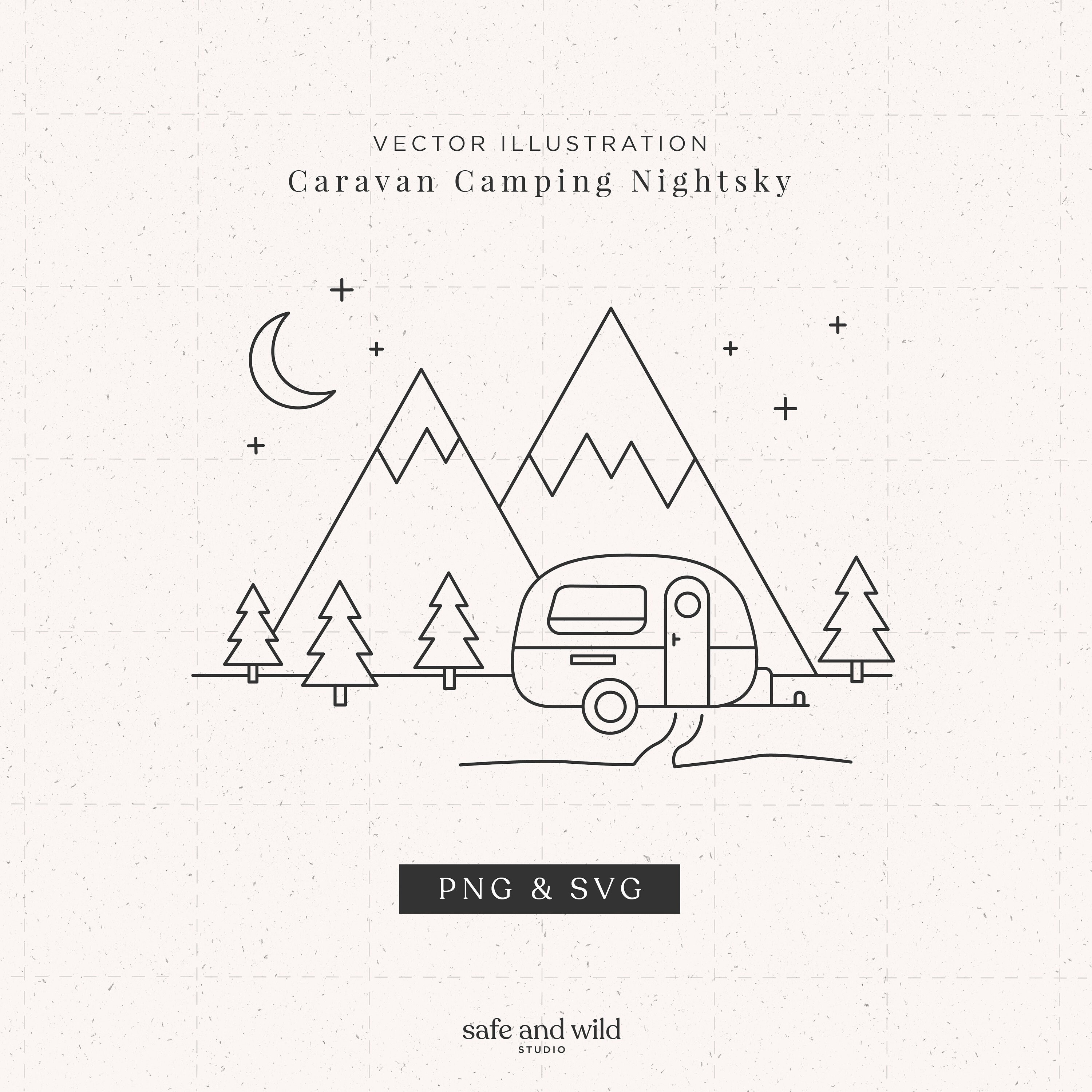 Graphic File Caravan | Scene With Mountains | Lineart Graphics for ...
