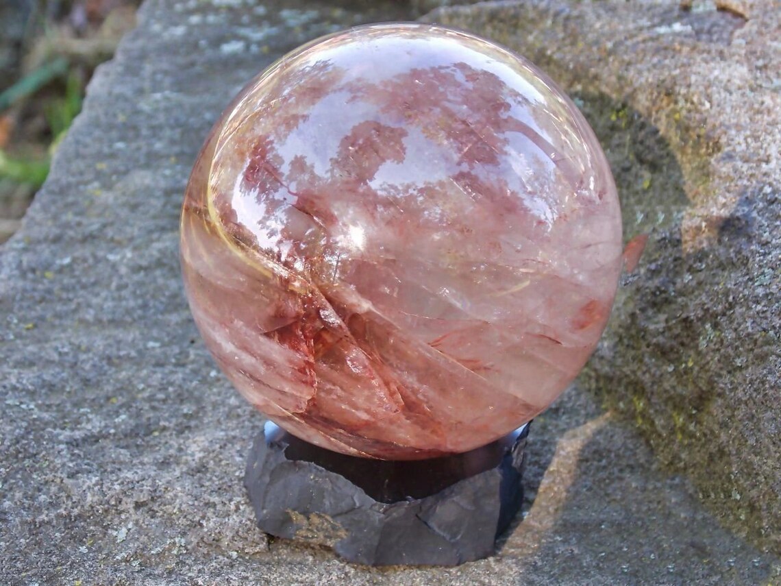 Crystal Sphere RED HEMATOID FIRE Quartz Crystal Quartz - Etsy