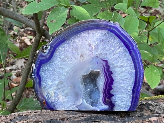 CRYSTAL PURPLE AGATE Geode With Druzy Agate Geode Druzy - Etsy