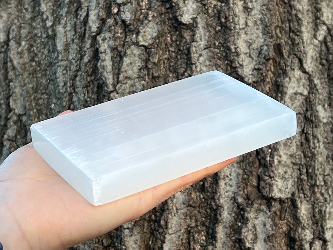 SELENITE CHARGING PLATE, Rectangular Selenite Charging Bar, White Selenite, Healing Crystals ...
