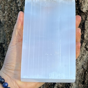 SELENITE CHARGING PLATE, Rectangular Selenite Charging Bar, White Selenite, Healing Crystals ...