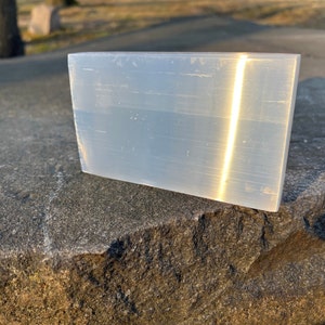 SELENITE CHARGING PLATE, Rectangular Selenite Charging Bar, White Selenite, Healing Crystals ...