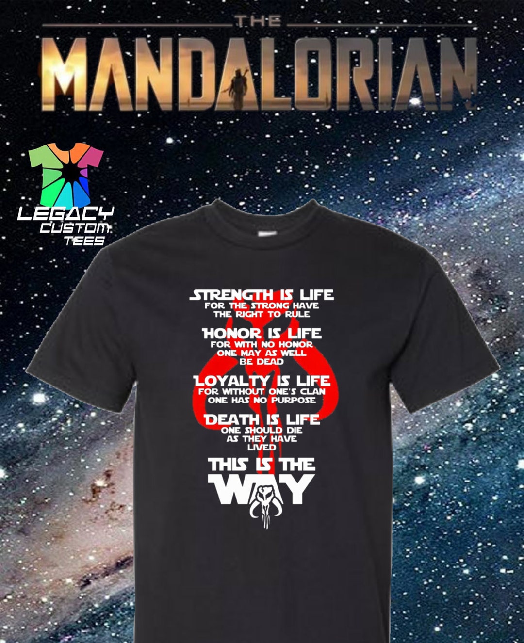 Star Wars Mandalorian (honor Code) Heavy Cotton Adult Unisex 6 Oz. T ...