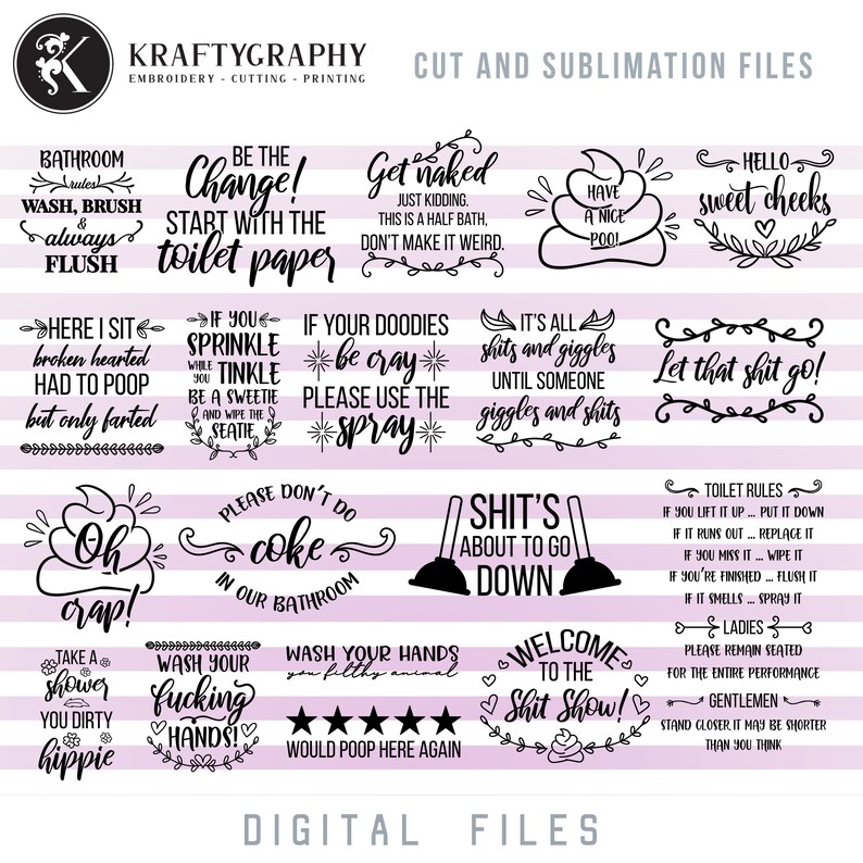 Rude Funny Bathroom SVG Bundle Hilarious Toilet Sayings Png - Etsy España