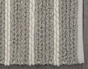 The Indoor Store Hand-knitted Chunky Wool Indoor Area Rug | Etsy