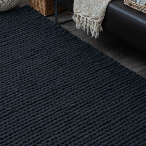 The Indoor Store Hand Knitted Chunky Wool Area Rug Light - Etsy
