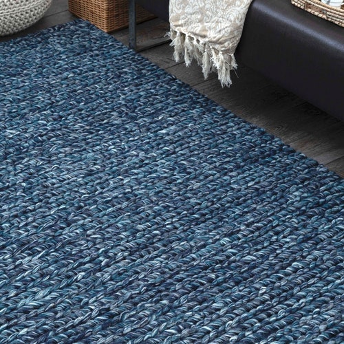 The Indoor Store Hand Knitted Chunky Wool Area Rug Light - Etsy