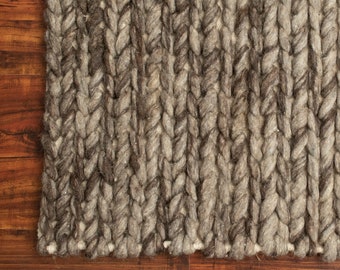 The Indoor Store Hand-knitted Chunky Wool Area Rug Textured | Etsy