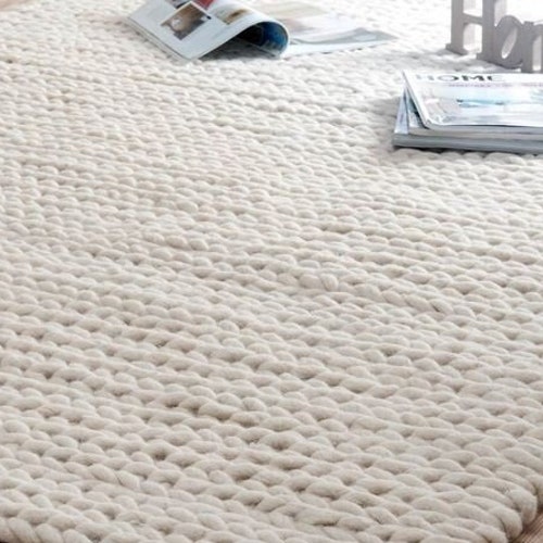 Hand-knitted Chunky Wool Indoor Area Rug - Etsy