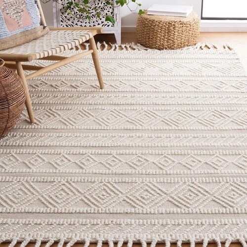 The Indoor Store Hand Woven Wool Area Rug Ivory / off - Etsy