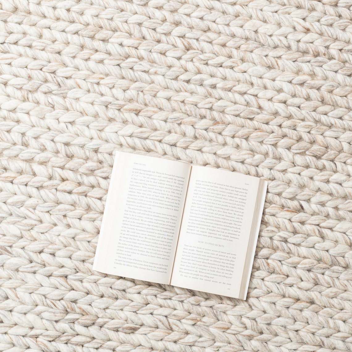 The Indoor Store Hand Knitted Chunky Wool Area Rug Textured - Etsy