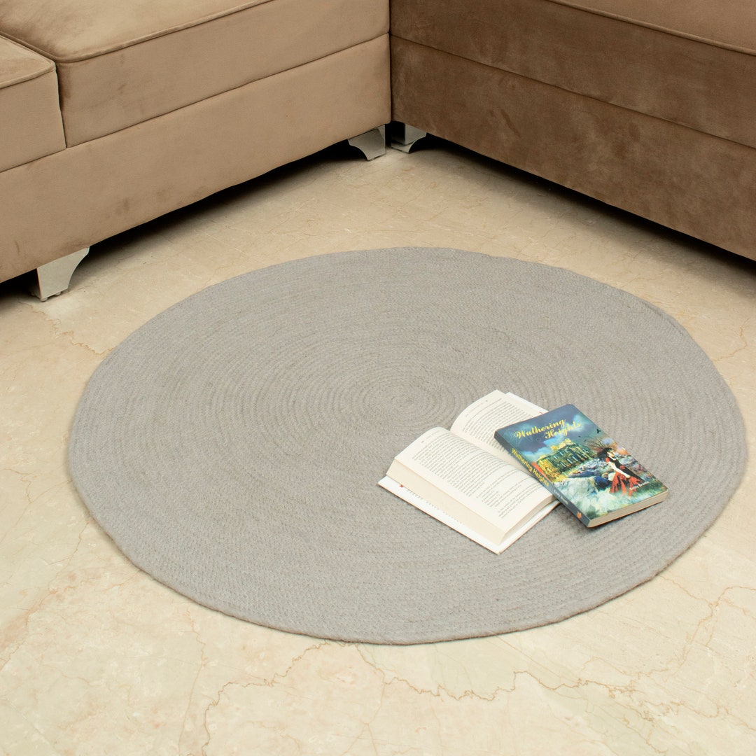 The Indoor Store Hand Braided Chunky Wool Indoor Area Rug, Grey - Etsy