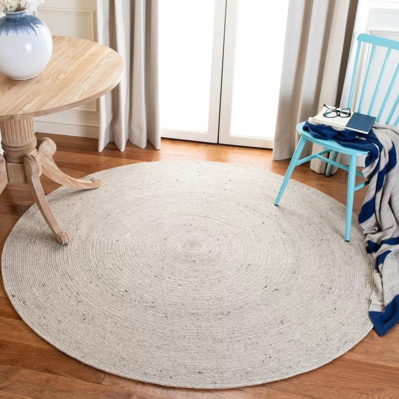 The Indoor Store Hand Braided Wool Area Rug Round Textured - Etsy