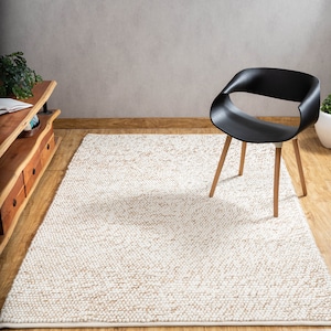 The Indoor Store - Hand Woven Jute Chunky Wool Rug, Ivory/off-white ...