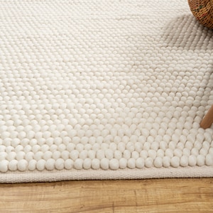The Indoor Store - Hand Knitted Chunky Wool Loops Area Rug, Ivory/off ...