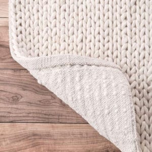The Indoor Store - Hand Woven Chunky Wool Area Rug, Ivory/off-white ...