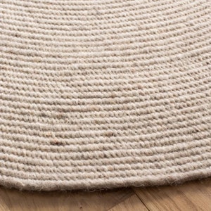 The Indoor Store Hand Braided Wool Area Rug, Round, Textured Beige - Etsy