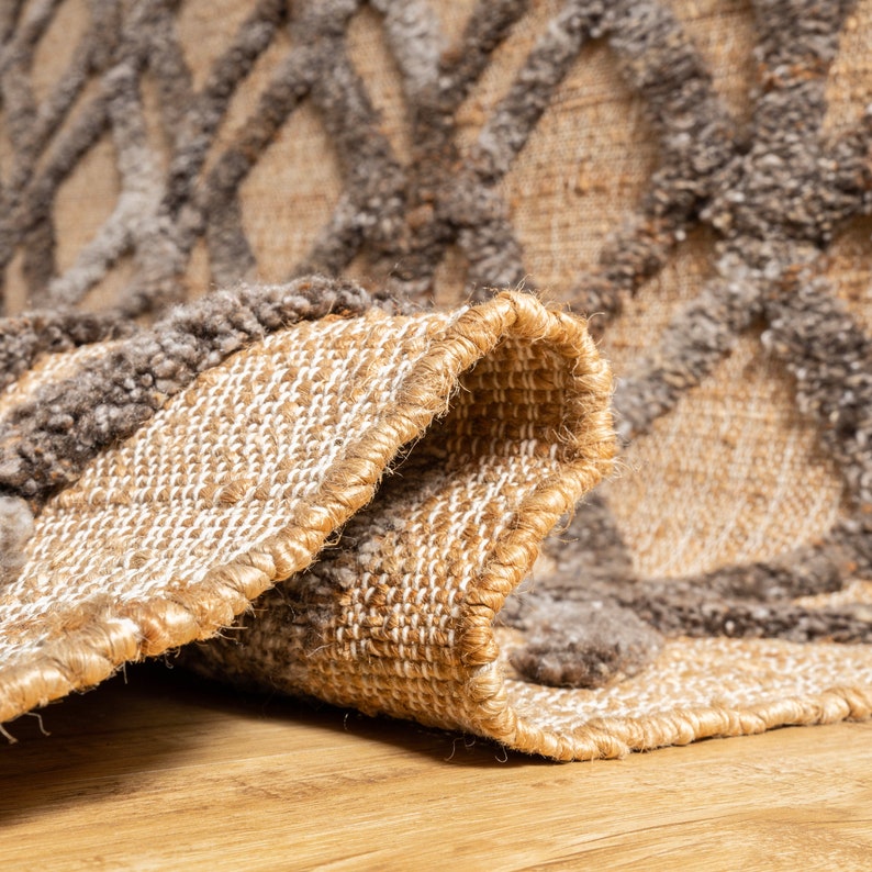 The Indoor Store Hand Woven Wool Jute Area Rug Natural & - Etsy