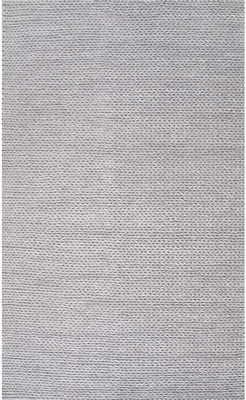 The Indoor Store Hand Knitted Chunky Wool Area Rug Light - Etsy