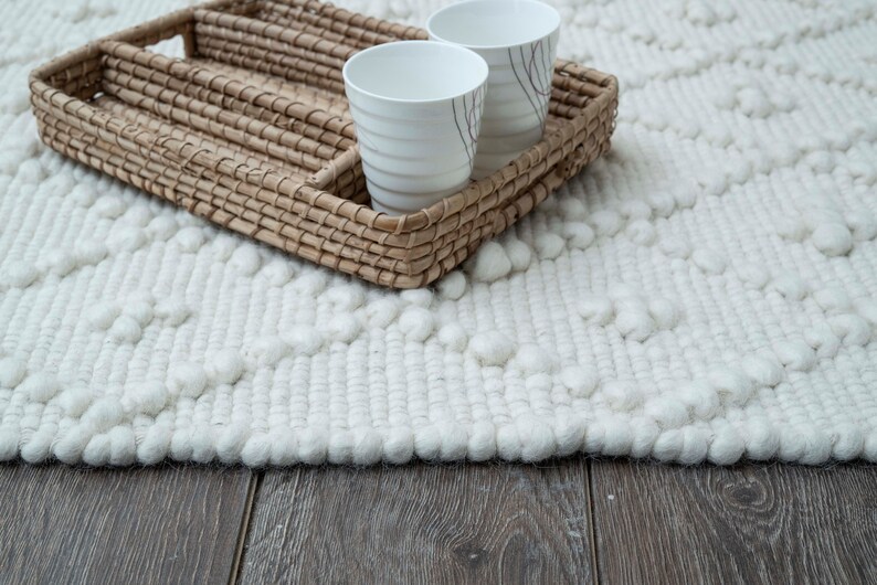 The Indoor Store Hand Woven Chunky Wool Geometric Loops Rug - Etsy
