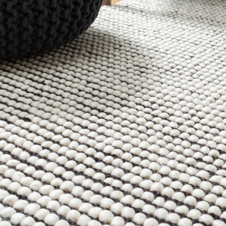 The Indoor Store Hand Woven Chunky Wool Area Rug Black & - Etsy