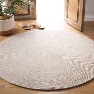 The Indoor Store Hand Braided Wool Area Rug, Round, Textured Beige - Etsy