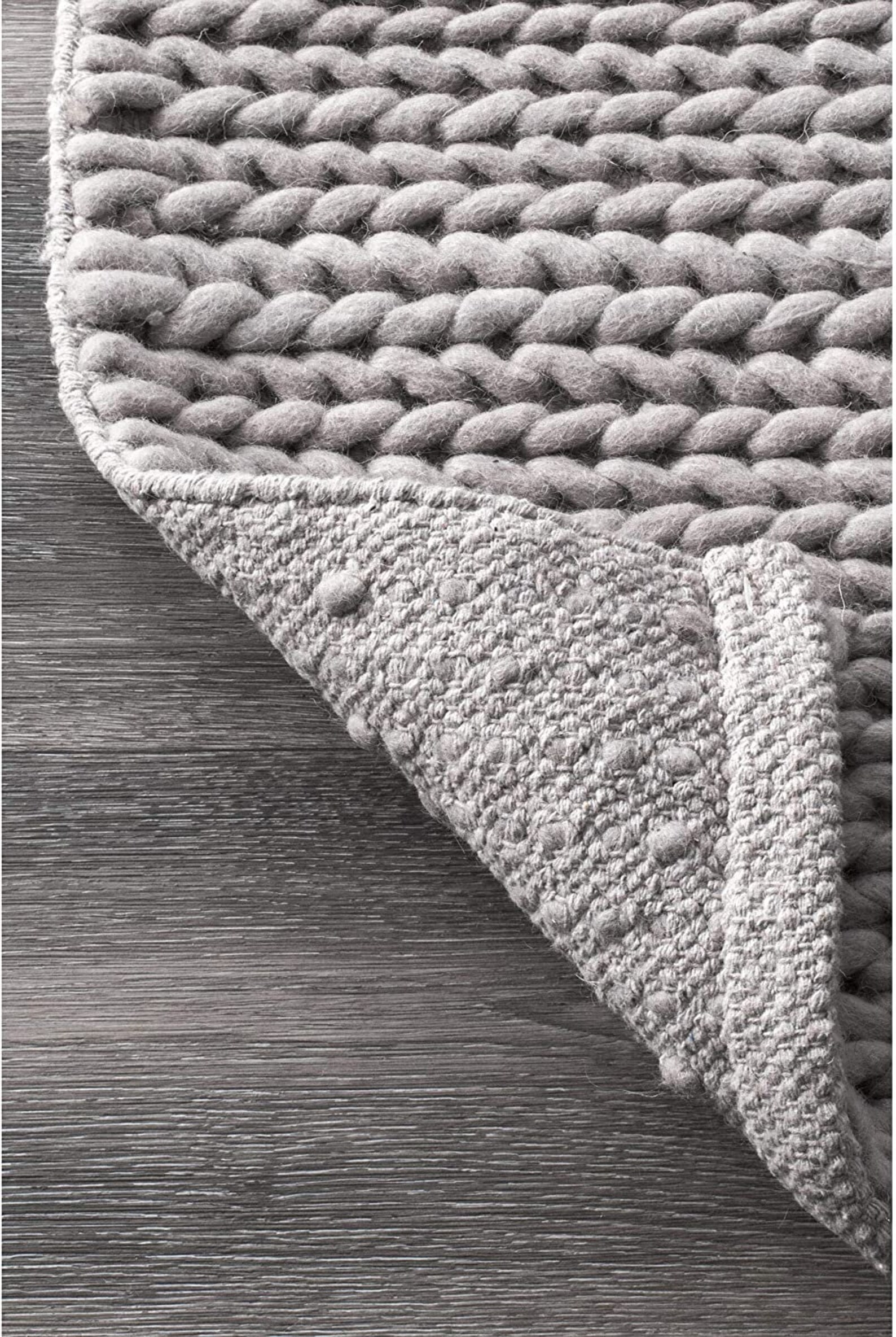 The Indoor Store Hand Knitted Chunky Wool Area Rug Light - Etsy