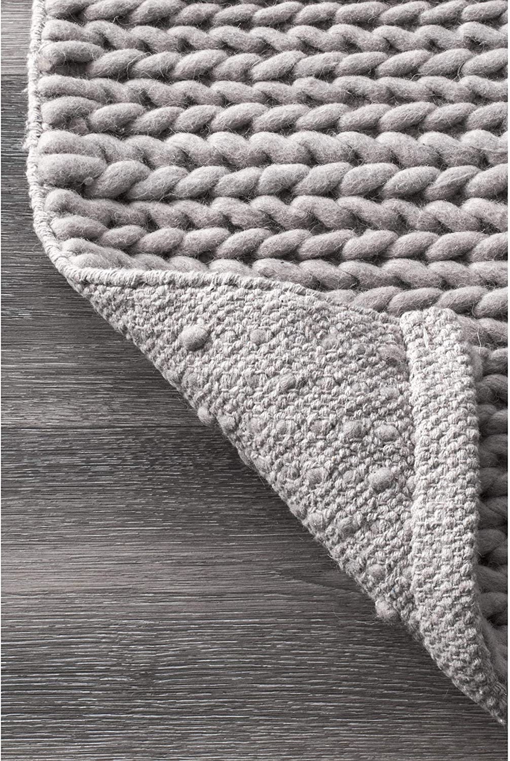 The Indoor Store Hand Knitted Chunky Wool Area Rug Light - Etsy